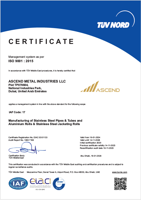 Ascend Metal Industries LLC | Stainless Steel | Manufacturers